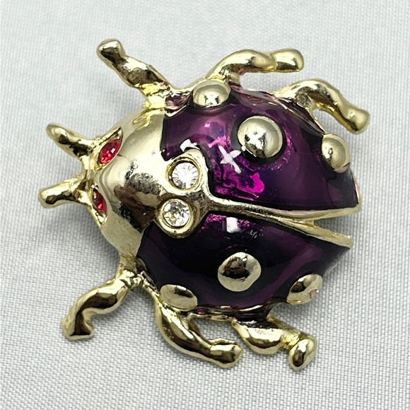Vintage | Jewelry | Vintage Beetle Bug Enamel Rhinestone Brooch Pin | Poshmark